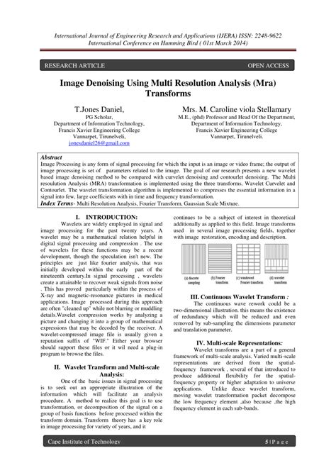 pdf image denoising using multi resolution analysis mra transforms
