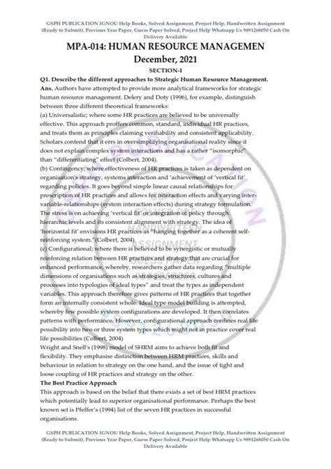 IGNOU MPA 014 Previous Year Solved Question Paper Dec 2021 English Medium IGNOU Solved