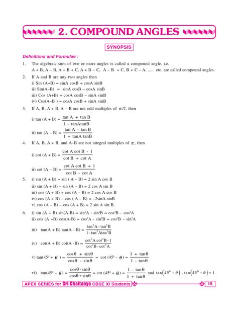Compound Angles Level I Pdf Trigonometry Combinatorics