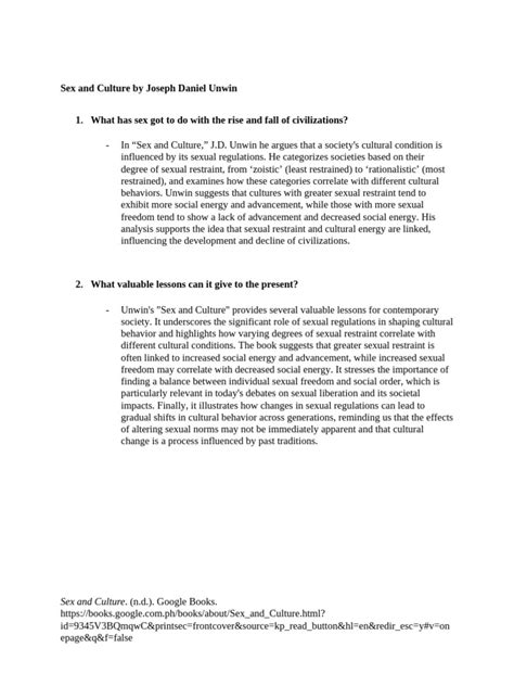 Sex And Culture By Joseph Daniel Unwin Pdf