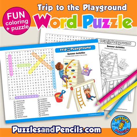Playground Word Search Puzzle Activity Page And Coloring Summer Wordsearch Made By Teachers