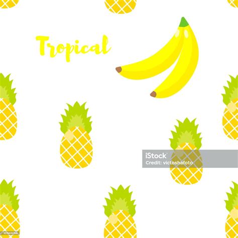 완벽 한 패턴입니다 열 대 장식 노란색 바나나와 파인애플 감귤류 과일에 대한 스톡 벡터 아트 및 기타 이미지 감귤류 과일 과일 노랑 Istock