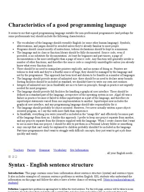 Characteristics Of A Good Programming Language Pdf Programming Language C Programming