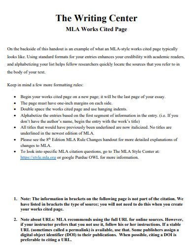 24 MLA Works Cited Page Examples To Download