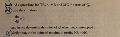 solved 5 the demand and total cost functions of a good are