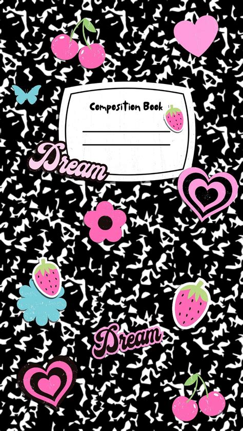 Heart And Strawberry Composition Book Lockscreen