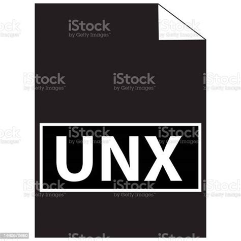 흰색 배경에 unx 텍스트 파일 확장명 아이콘입니다 unx 문서 데이터 파일 형식 기호입니다 플랫 스타일 0명에 대한 스톡 벡터
