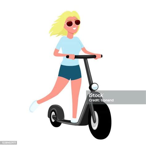 선글라스를 쓴 여성이 전기 스쿠터를 탄다 20 29세에 대한 스톡 벡터 아트 및 기타 이미지 20 29세 교통수단 등장