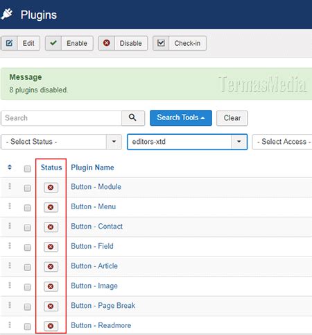 Menonaktifkan Disable Tombol Editor Di Cms Joomla