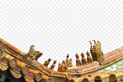中国传统金色琉璃瓦雕刻屋檐PNG图片素材下载 图片编号xypvdeny 免抠素材网