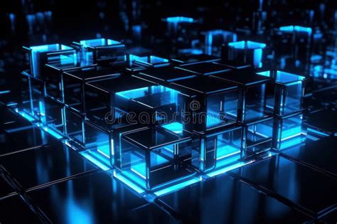 Abstract Background Blue Glowing Cubes Ai Generative Stock Illustration Illustration Of