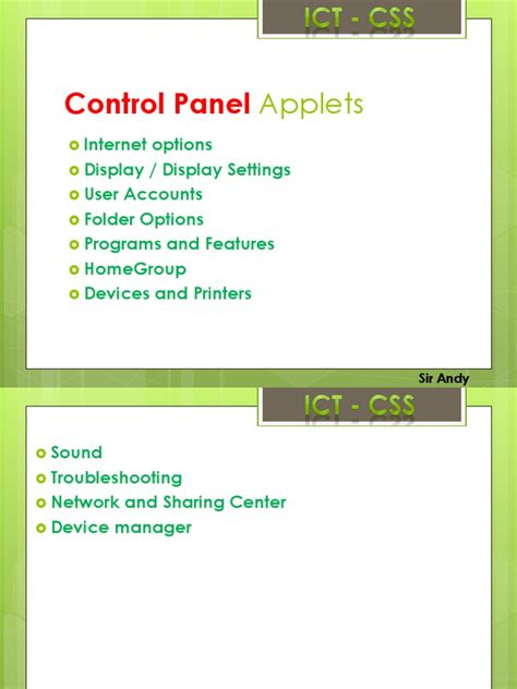 Control Panel Applets Pdf