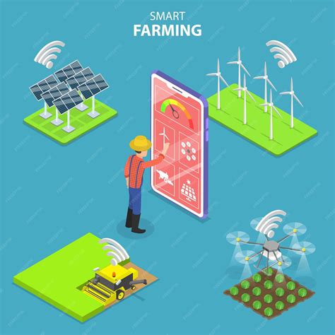 Premium Vector Isometric Flat Vector Concept Of Smart Farming Agricultural Automation And