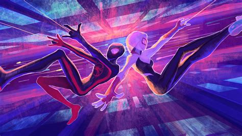 1366x768 Resolution Miles Morales And Gwen Stacy The Spider Verse