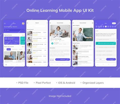 Premium Psd Online Learning Mobile App Ui Kit