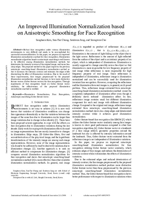 Pdf An Improved Illumination Normalization Based On Anisotropic Smoothing For Face Recognition