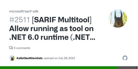 Sarif Multitool Allow Running As Tool On Net 60 Runtime Net Core