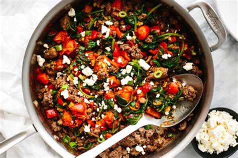 Mediterranean Ground Beef Stir Fry Downshiftology