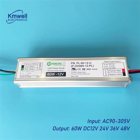 DC Output Switching Power Supply Slim Economic 60W 12V Waterproof Constant Voltage LED Driver