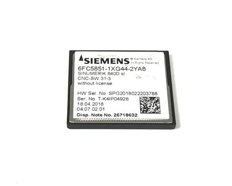 Siemens Sinumerik 840d Sl Cnc Software 6fc5851 1xg44 2ya8 Eska Welt Gmbh