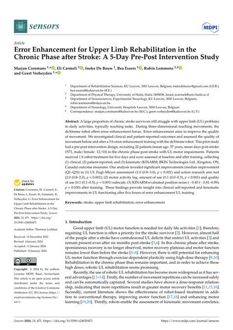 Pdf Error Enhancement For Upper Limb Rehabilitation In The Chronic