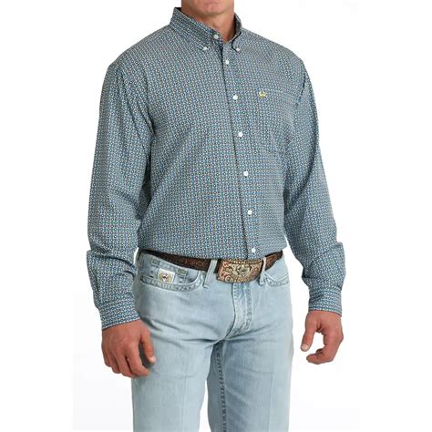 Cinch Mens Long Sleeve Arenaflex Shirt Navy Wrs