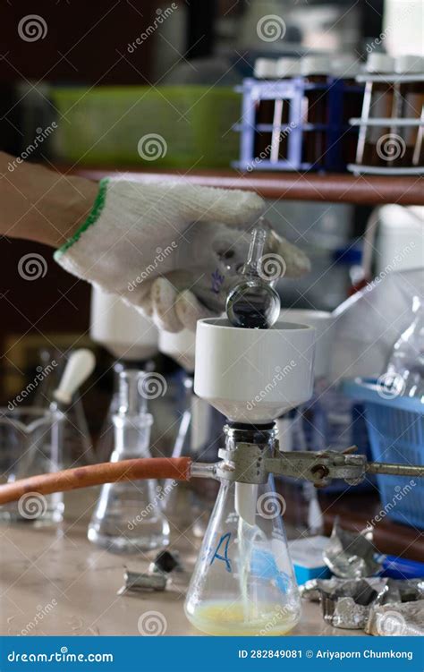 Laboratory Glassware With Green Liquid In A Science Research Laboratory Stock Image Image Of