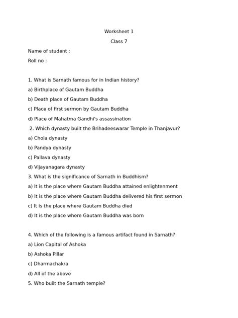 Class 7 Worksheet 1 Pdf
