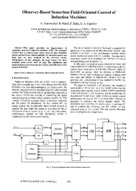 Pdf Observer Based Sensorless Field Oriented Control Of Induction Machines