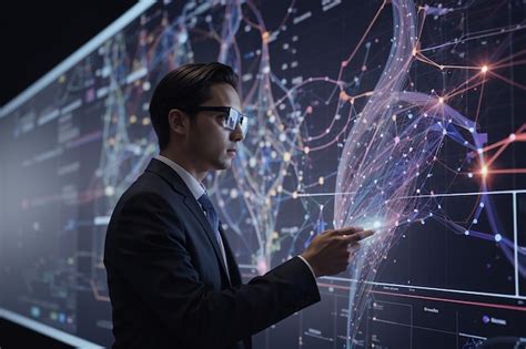 Premium Photo A Businessman Harnessing Ai Big Data Digital Neural Networks To Analyze