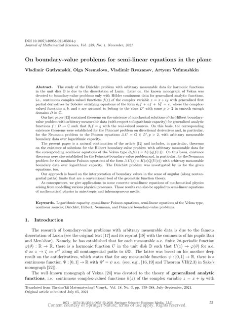 On Boundary Value Problems For Semi Linear Equations In The Plane