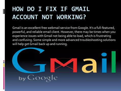 Ppt How To Fix Gmail Account Not Working Powerpoint Presentation Free Download Id