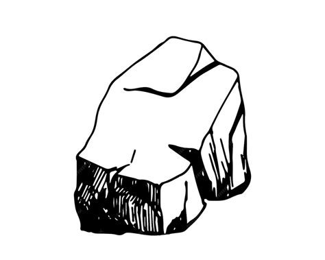 Piedra De Roca Dibujo Dibujado A Mano De Piedra O Roca En Blanco Y