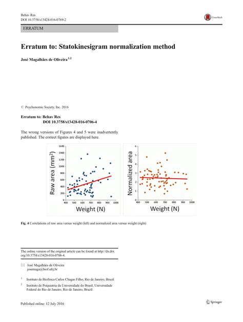 Pdf Erratum To Statokinesigram Normalization Method