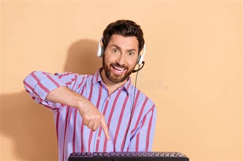 Portrait Photo Of Nerd Geek Professional Programmer Man Click Button