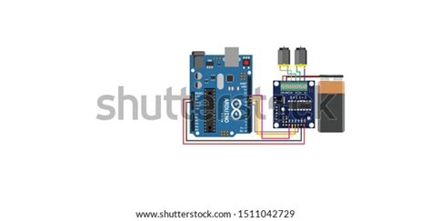 arduino interfacing l293d motor driver arrangement stock vector