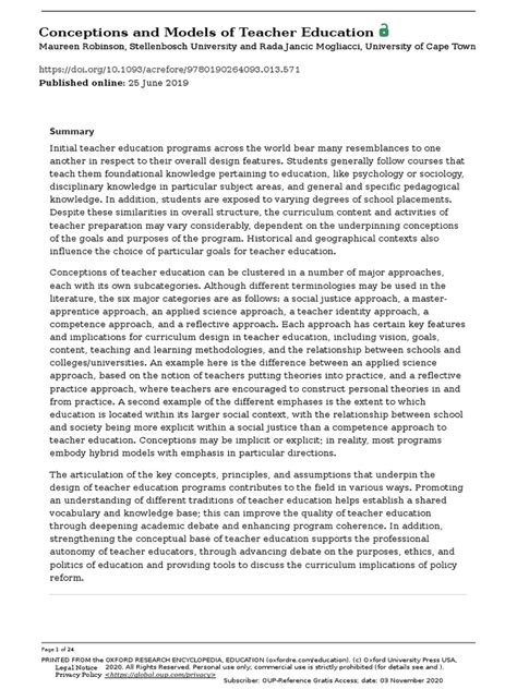 Conceptions And Models Of Teacher Education Pdf Teacher Education Teachers