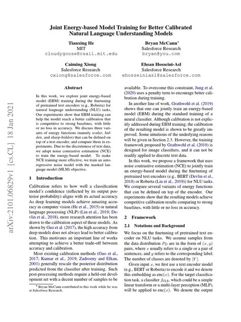 Joint Energy Based Model Training For Better Calibrated Natural Language Understanding Models