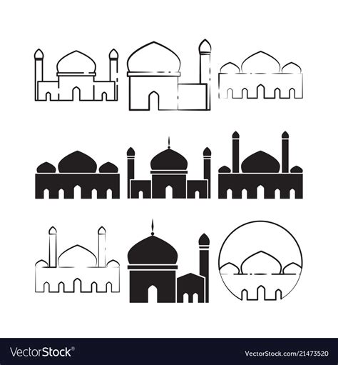 Mosque Custom Graphic Design Template Set Vector Image