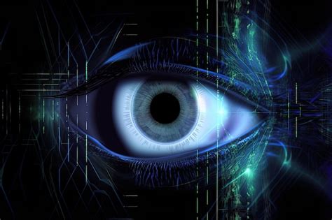 Premium Ai Image Eye With Technology For Futuristic Vr Biometric And Retinal Scanning Personal