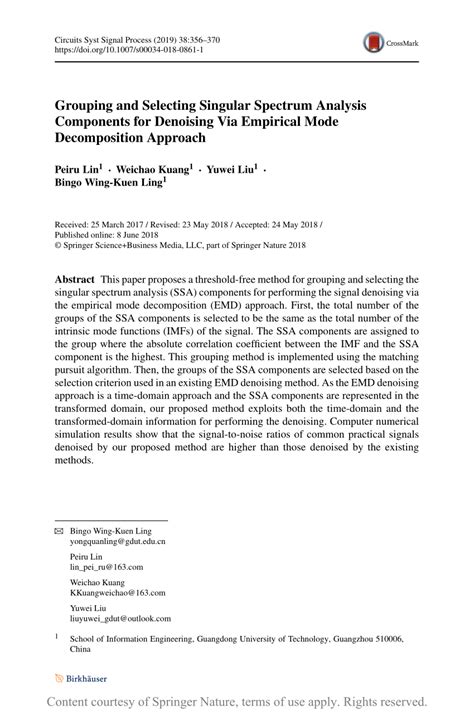 grouping and selecting singular spectrum analysis components for denoising via empirical mode