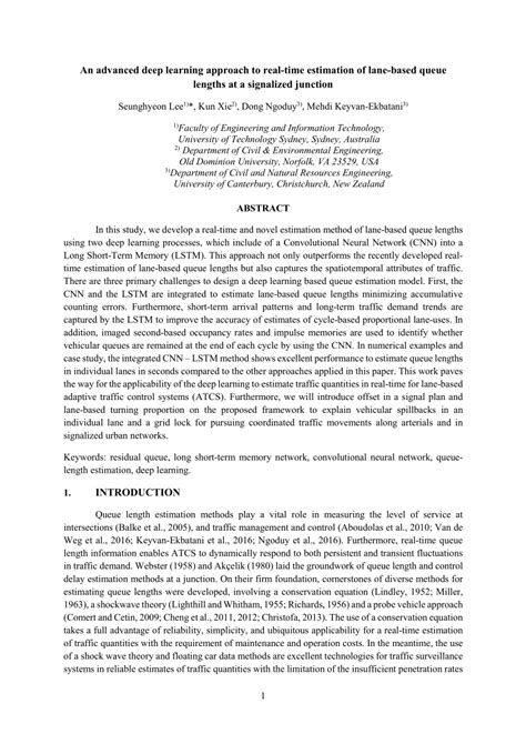 Pdf An Advanced Deep Learning Approach To Real Time Estimation Of Lane Based Queue Lengths At