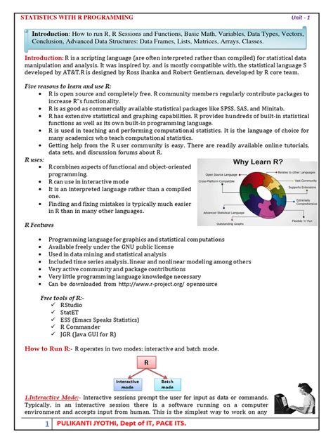 R Programming Unit 1 Pdf Command Line Interface Matrix Mathematics
