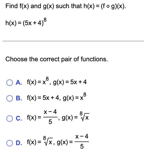 Solved Find F X ﻿and G X ﻿such That