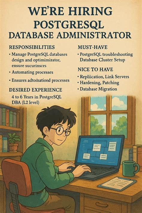 postgresql databaseadministrator dbajobs nowhiring techjobs
