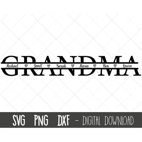 Grandma Svg Grandmother Svg Grandma Split Name Frame Svg Inspire