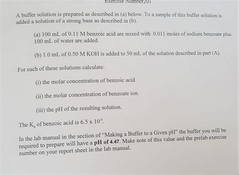 Solved Exercise Number201 A Buffer Solution Is Prepared As