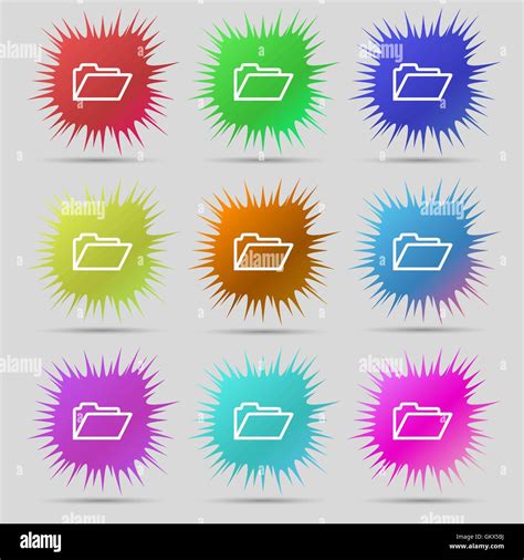 Folder Icon Sign A Set Of Nine Original Needle Buttons Vector Stock Vector Image And Art Alamy