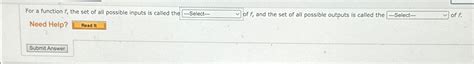 Solved For A Function F ﻿the Set Of All Possible Inputs Is