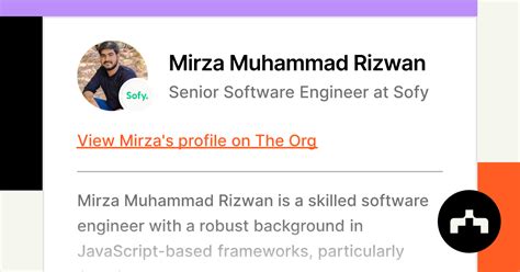 Mirza Muhammad Rizwan Senior Software Engineer At Sofy The Org